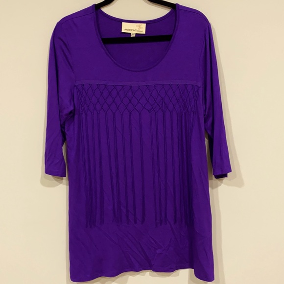 Anthony Originals | Tops | Anthony Originals Purple Top With Fringe ...